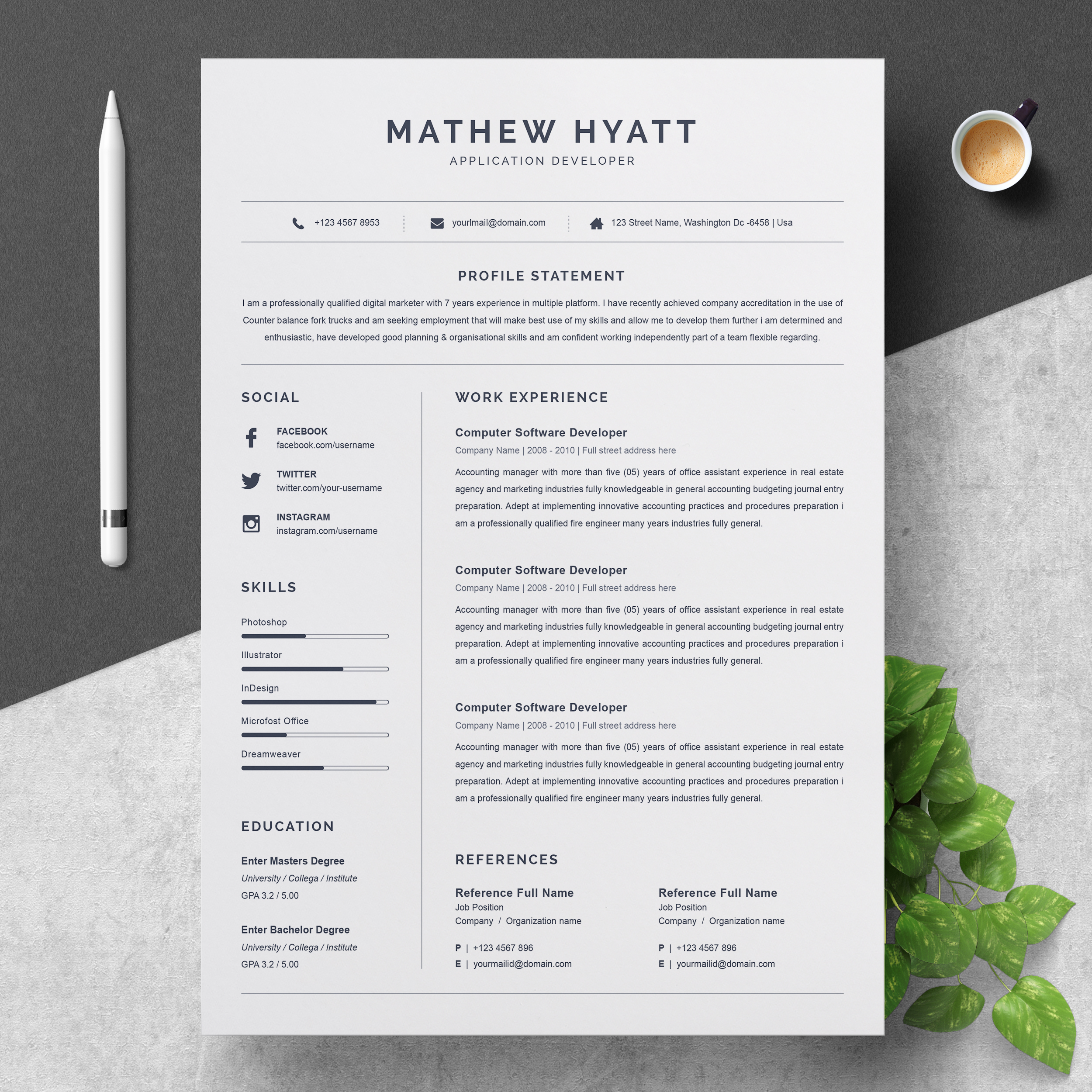 Clean Resume CV Template ResumeInventor