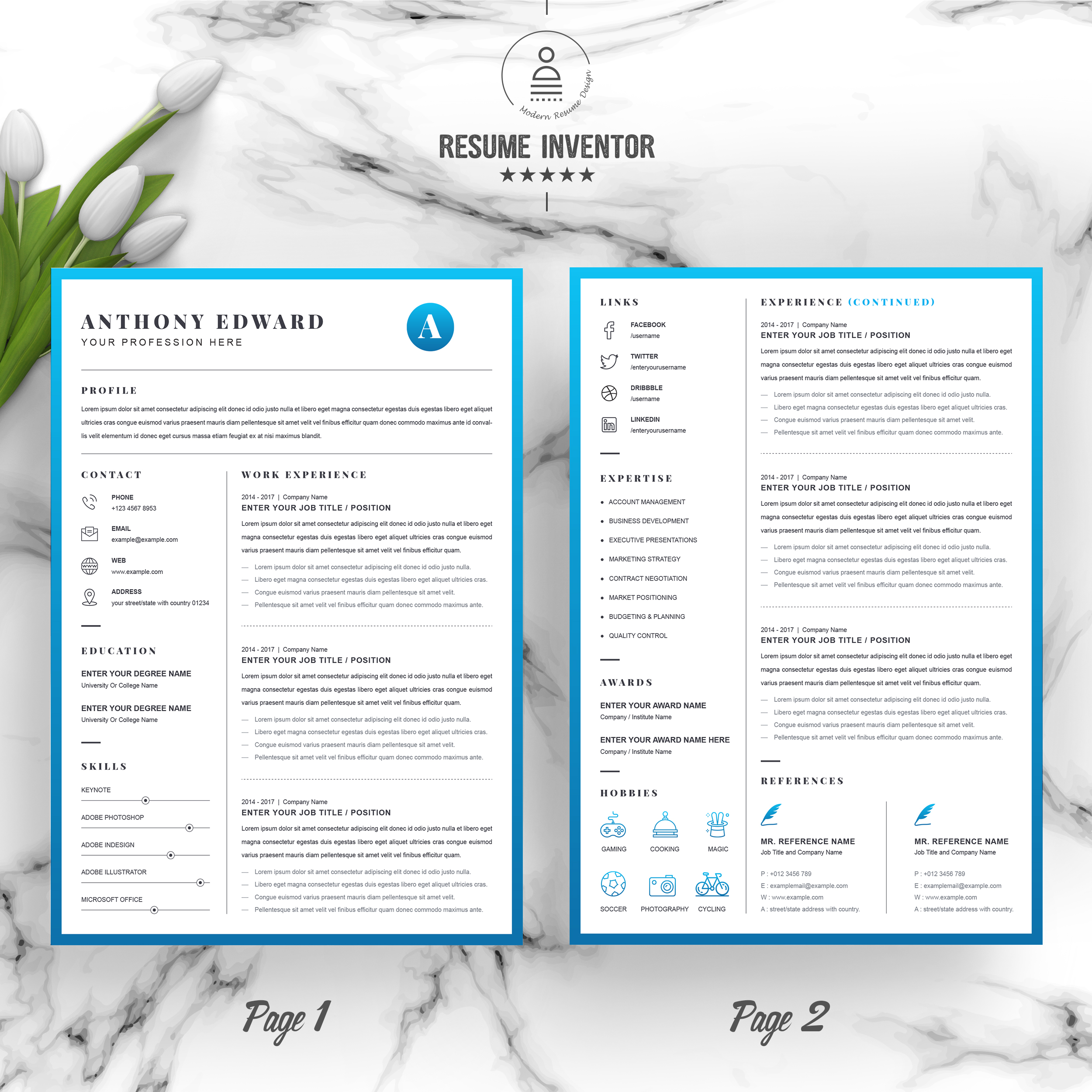 Professional Resume Template With Multiple File Formats ResumeInventor