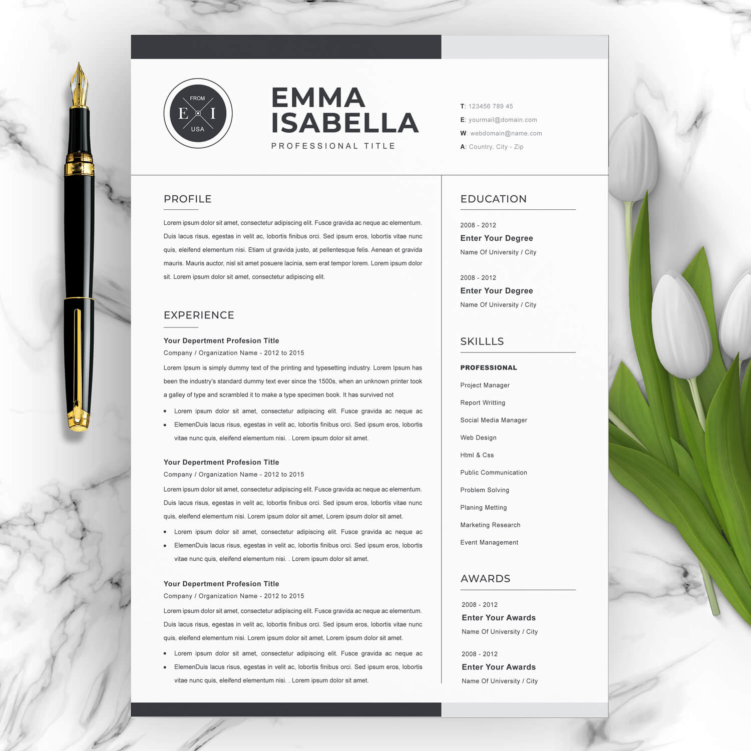 ATS Friendly Resume Template Google Docs Apple Pages Resume Template 