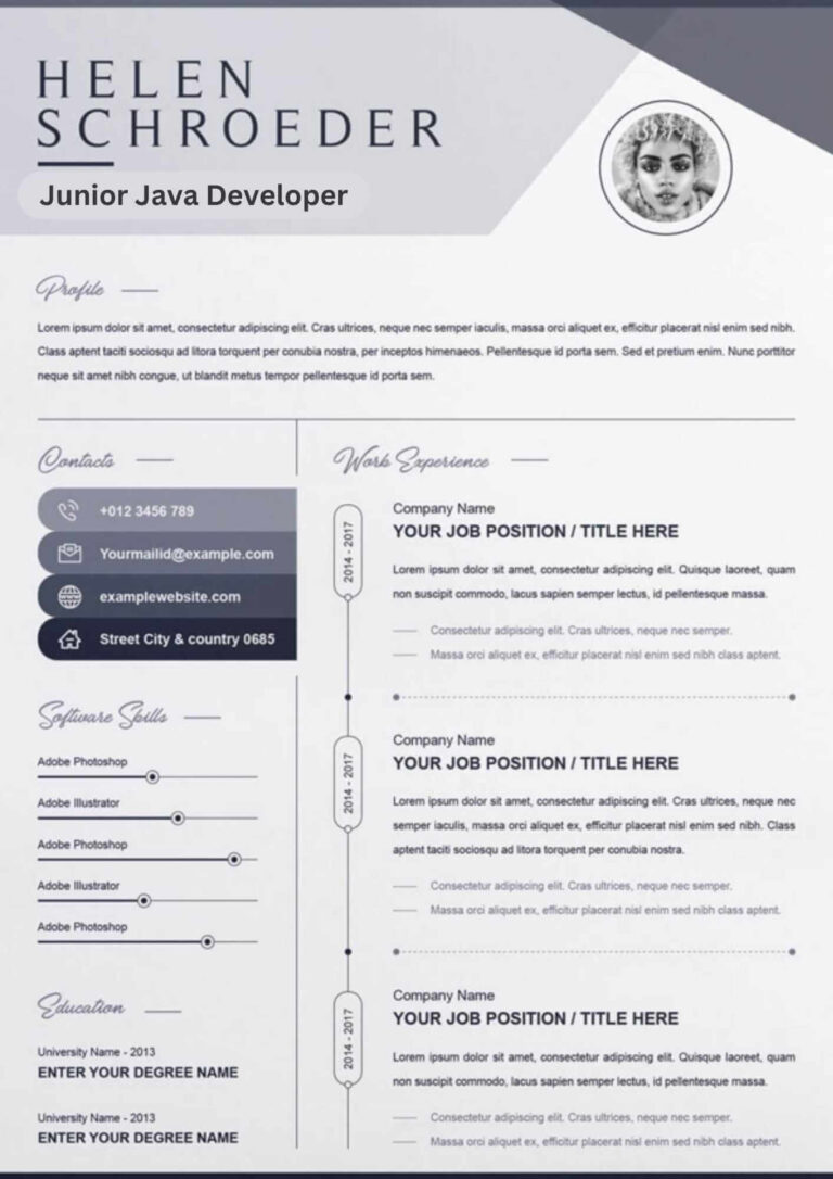 Junior Java Developer Resume Template With Cover Letter - Resume Inventor